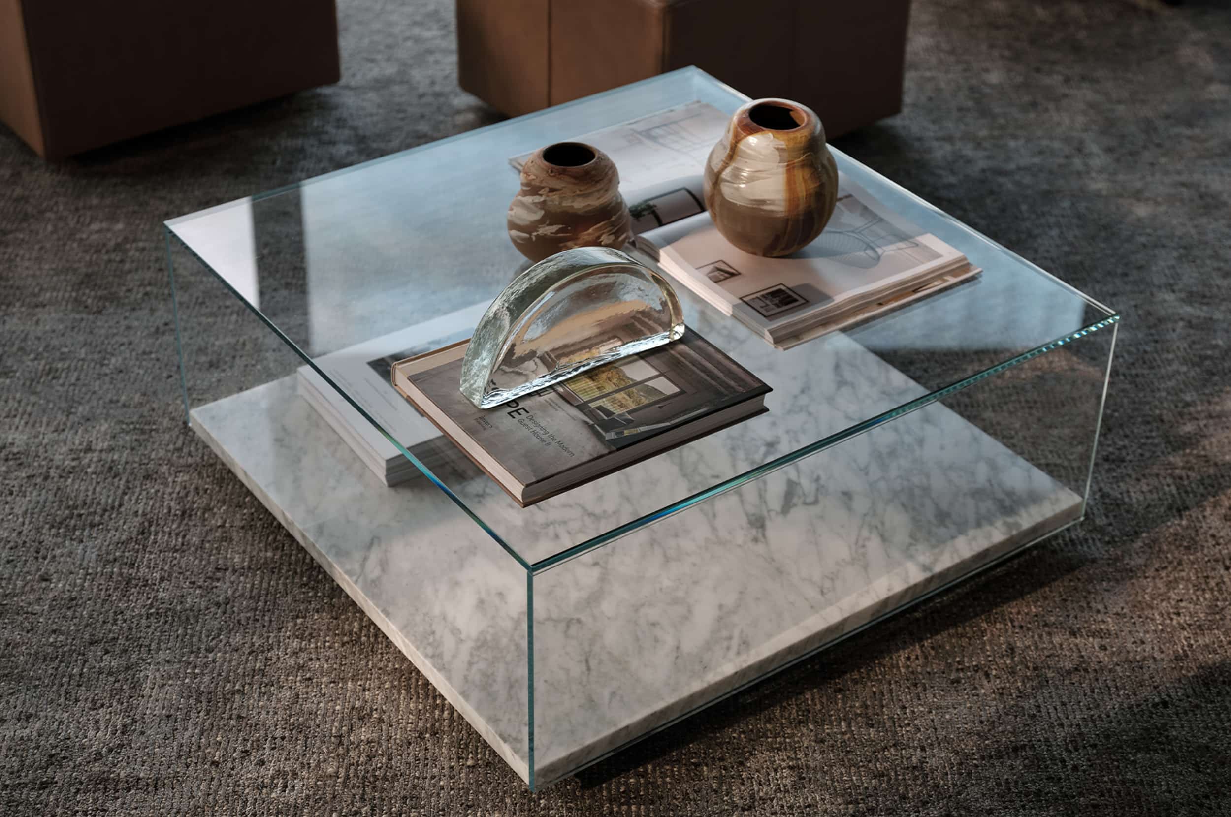 Jasper Occasional Square Coffee Table with Stone Base