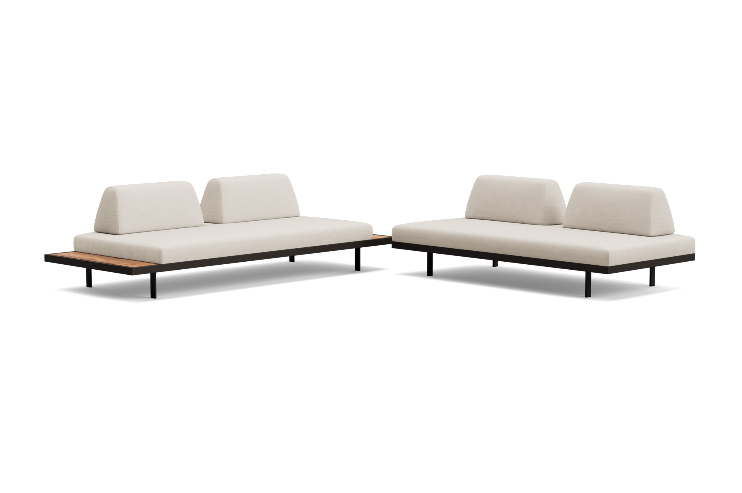 Plateau Outdoor Two 2 Seater Sofas with Shelving