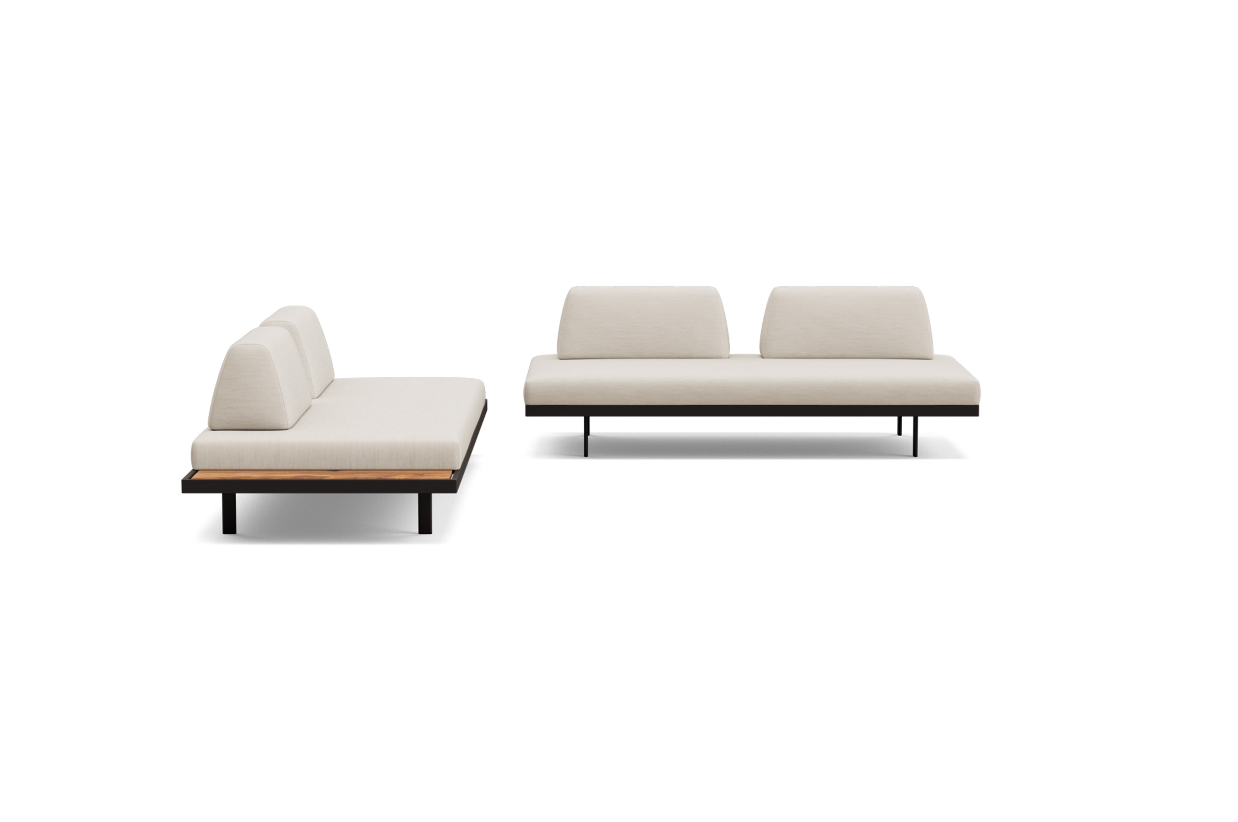 Plateau Outdoor Two 2 Seater Sofas with Shelving